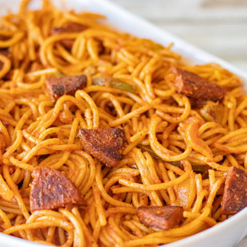 Dominican Spaghetti with Salami - Belqui's Twist