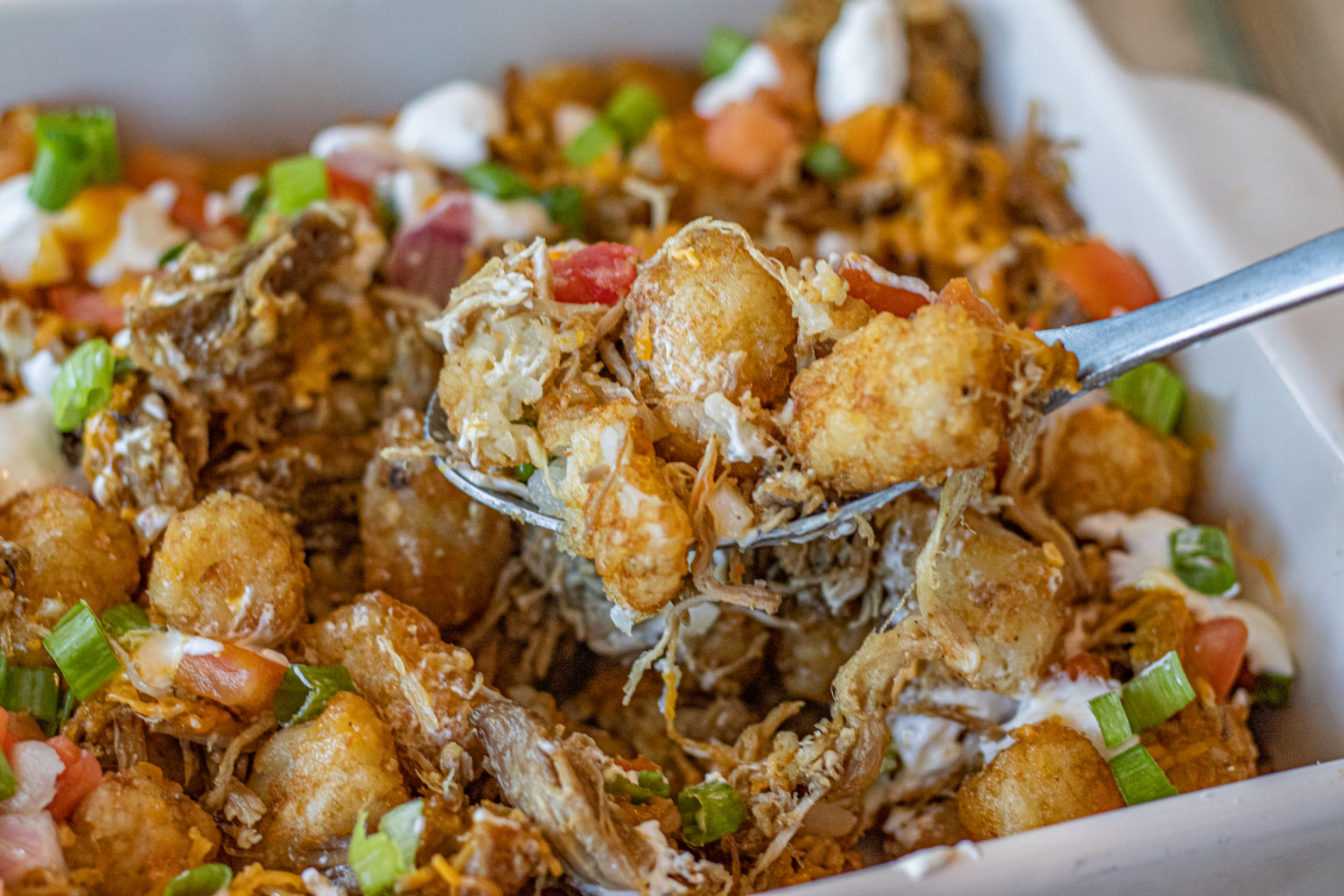 Loaded Pulled Pork Tater Tots - Belqui's Twist